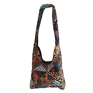 Oma® Boho Hippy Quilted Cross Body Shoulder Bag Purse Multi Color Heavy Duty Cotton - OMA FEDERAL (TM) BRAND