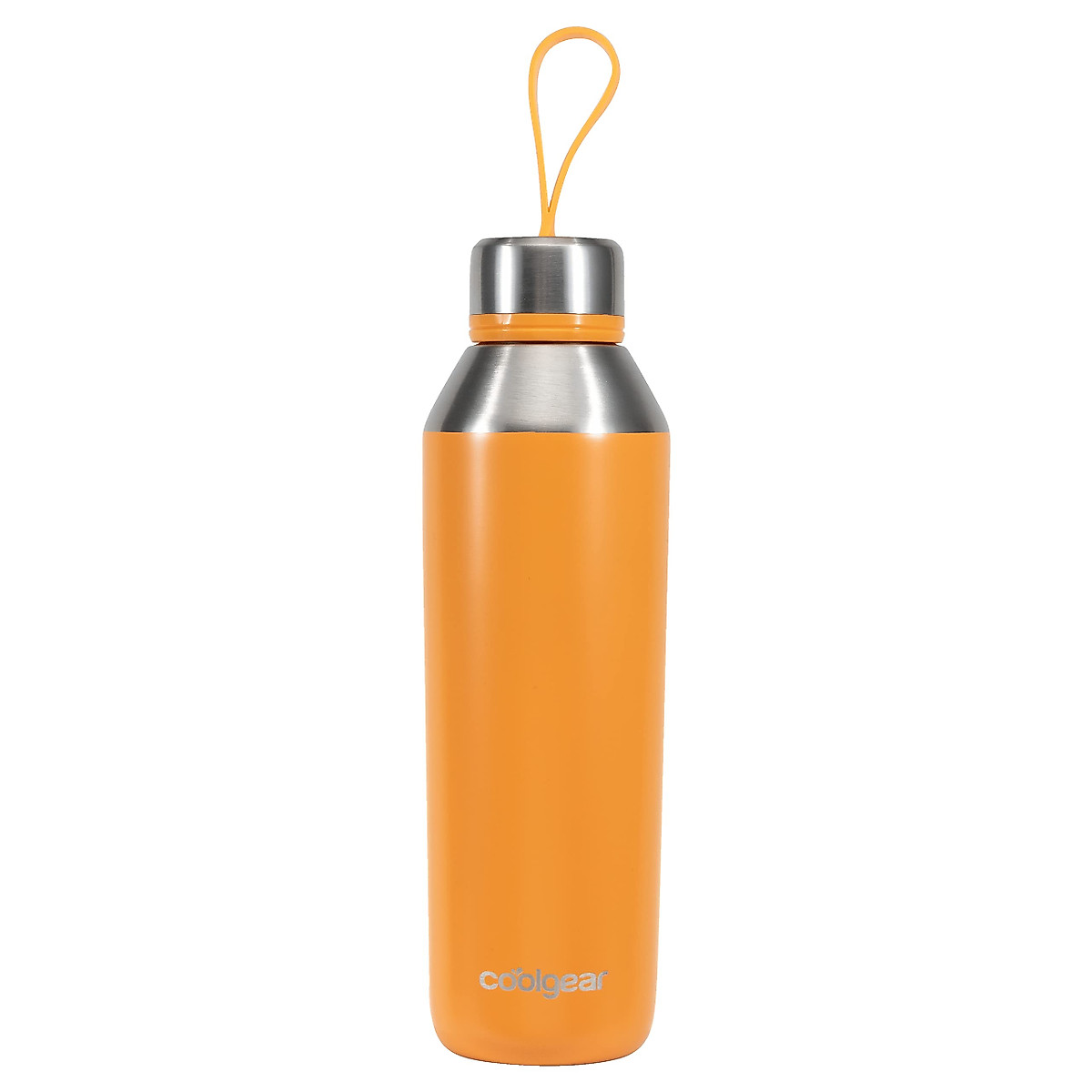 Cool Gear Stainless Steel Double Walled Vacuum Insulated Tyler Water Bottle, with Threaded Loop Lid, 17 Ounce (2 Pack) - Blue/Orange