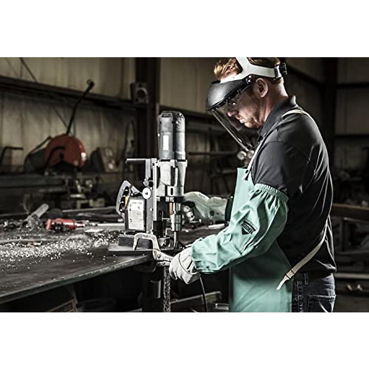 IRONCAT 7071 Flame Resistant Sateen Cotton Arm Sleeve - [1 Pair] 18 in. Welding Sleeves with 3/4 in. Wide Elastic Ends, Green