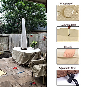 Patio Table Chair Set Cover with Umbrella Hole Water-Resistant Outdoor Furniture Cover Rectangular / Oval Veranda Garden Table Covers (108x82x23in)