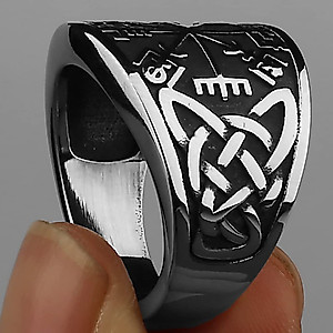 Jude Jewelers Retro Vintage Stainless Steel Viking Vegvisir Pirate Compass Nordic Norse Symble Cocktail Party Biker Rings (Silver, 13)