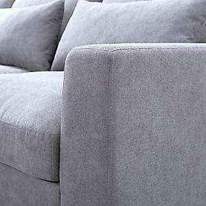 Lepfun Oversized Fabric Set, Extra Large L Shaped Reversible Chaise Sectional Couch, 124.4” Width, 4 Seat Modular Sofa with Storage Ottaman, Light Grey