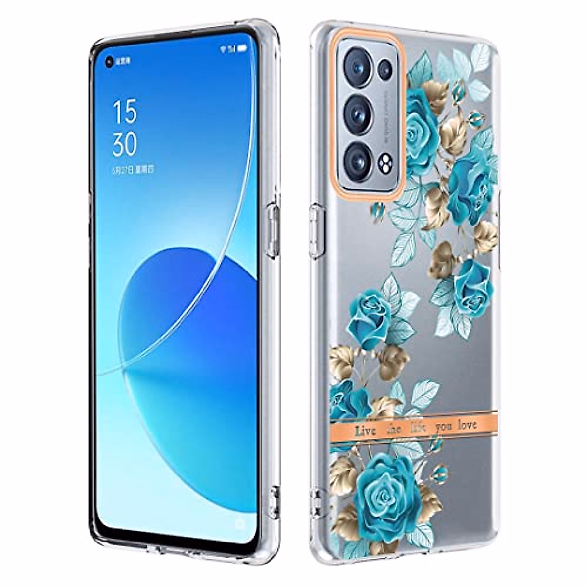 SATURCASE Case for Oppo Reno 6 Pro 5G, Beautiful Flower Ultra Thin Soft TPU Silicone Border PC Panel Protective Back Cover for Oppo Reno 6 Pro 5G (YV-6)