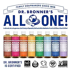 Dr. Bronner’s - Pure-Castile Liquid Soap (Tea Tree, 16 ounce, 2-Pack) - Made with Organic Oils, 18-in-1 Uses: Acne-Prone Skin, Dandruff, Laundry, Pets and Dishes, Concentrated, Vegan