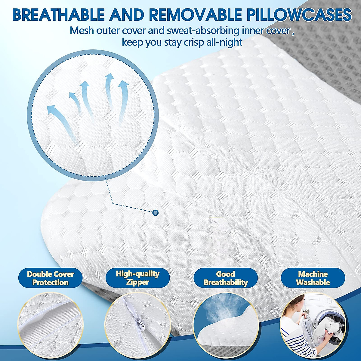 5X Pain Relief Cervical Pillow for Neck and Shoulder Support,Ear Piercing Pillow Design Cervical Memory Foam Pillows, Orthopedic Ergonomic Neck Pillow,Contour Bed Pillow for Side,Back,Stomach Sleeper…