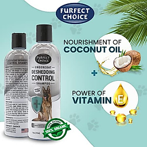 Furfect Choice Undercoat Deshedding Control Dog Shampoo - Rich in Omega 3 & 6 - Infused with Vitamin E - Made in USA - 16oz