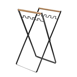 Colcolo Folding Trash Can Stand Trash Rack Waste Sorting Rubbish Storage Metal Frame Garbage Bag Holder Leaf Bag Rack for Camping Yard Kitchen, Black