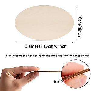 Wood Ovals for Crafts, 15Pcs Unfinished Wood Oval，Natural Oval Wood Slices Crafts, Wooden Oval Cutout,Painting and Wedding Decorations(150 * 100 * 2mm)