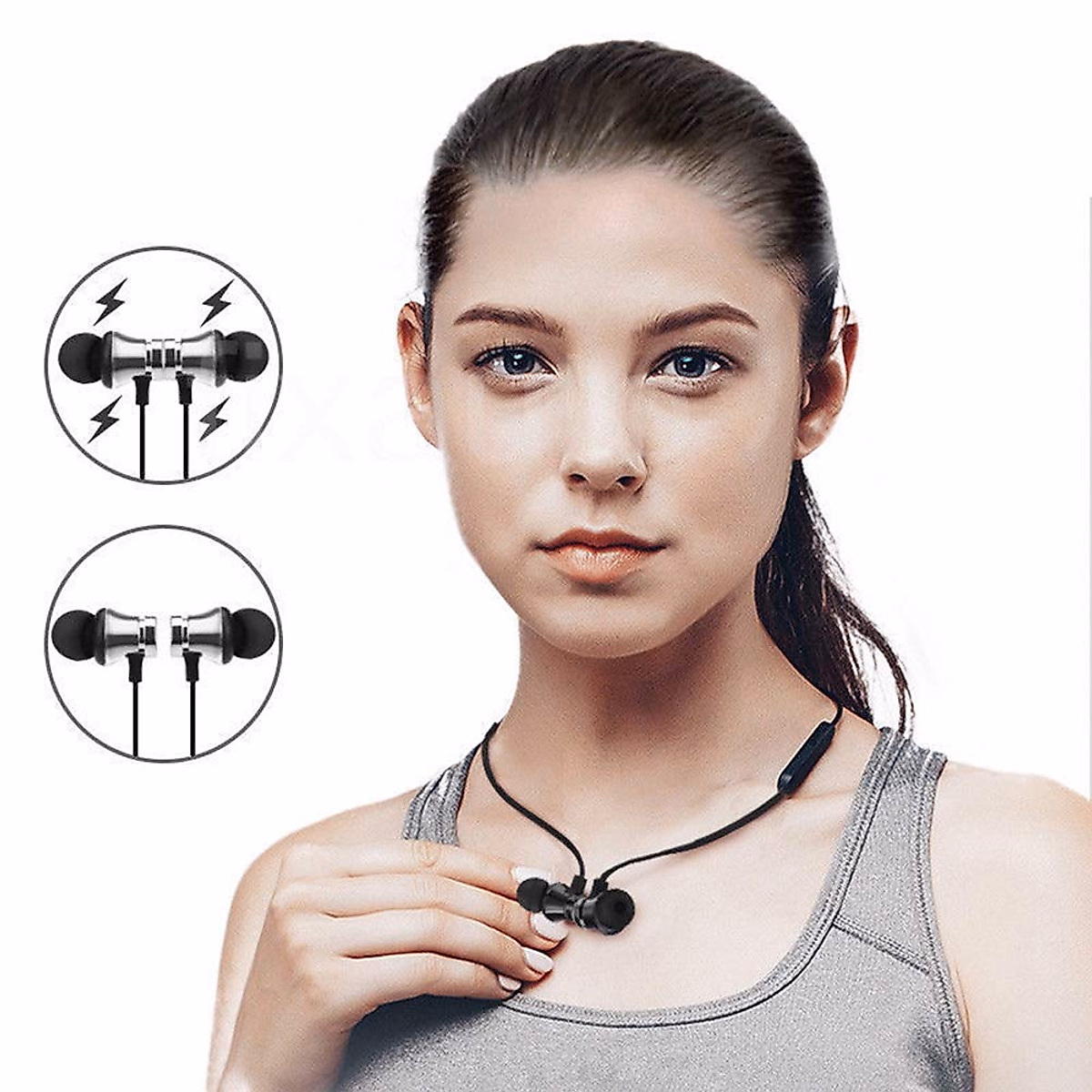 MOHALIKO Wireless Earbuds, Earbuds, Bluetooth 4.2 Headphones, XT11 in-Ear Wireless Bluetooth Sport Magnetic Headset Stereo Music Earphones for Work, Home Office Black