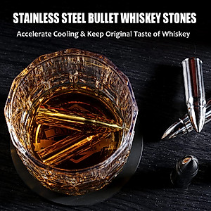 Whiskey Gifts for Men Dad, Best Birthday Gift Ideas for Men from Daughter Son, Stainless Steel Whiskey Stones & Glasses Set, Bourbon Gifts for Men Him Dad Christmas Retirement