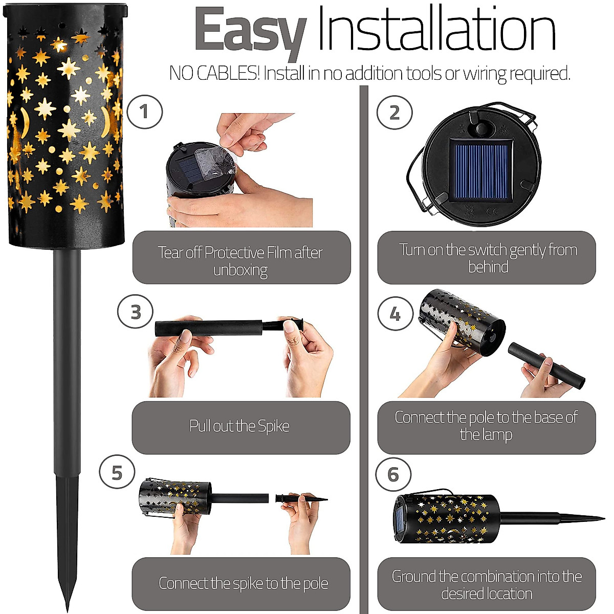 Solar Pathway Lights Outdoor Waterproof | 6 PCs Solar Hanging Lanterns - Garden Decorations Solar Powered Light Outdoor Lantern I Outside Walkway Path Decorative Ornament Bright Lighting Yard