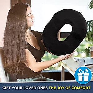 ERGONOMIC INNOVATIONS Donut Pillow for Tailbone Pain Relief and Hemorrhoids, Donut Cushion for Postpartum Pregnancy and After Surgery Sitting Relief, Suitable for Men and Women at Home & Office Chairs