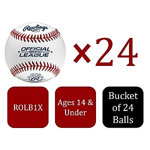 Rawlings | OFFICIAL LEAGUE Practice Baseballs | ROLB1X | Youth/14U | 6 Gallon Bucket | 30 Count