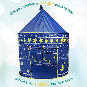 Creatov Kids Tent Toy Prince Playhouse - Toddler Play House Blue Castle for Kid Children Boys Girls Baby for Indoor & Outdoor Toys Foldable Playhouses Tents with Carry Case Great Birthday Gift Idea