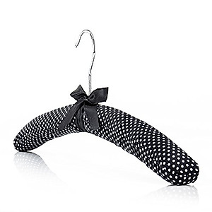 HANGERWORLD 5 Black and White Polka Dot 17inch Satin Padded Top Garment Clothes Coat Hangers