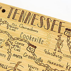Totally Bamboo Destination Tennessee State Shaped Serving and Cutting Board, Includes Hang Tie for Wall Display