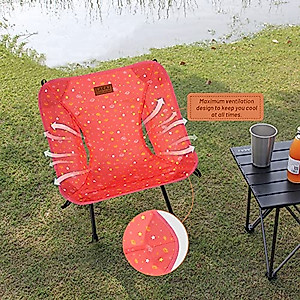 G2 GO2GETHER Star-Moon Printing Lightweight Camping Folding Chair for Youth, 600D Oxford Fabric, Durable Aluminum Alloy Frame, Easy to Storage and Carry, Suit for Camping, Hiking, Go to Beach (Pink)