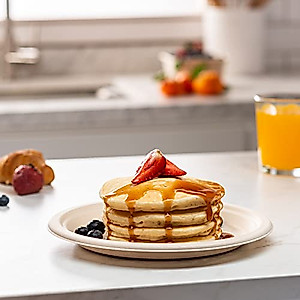 Comfy Package [Case of 500 9 Inch Paper Plates, 100% Compostable Plates Heavy-Duty - Kraft Biodegradable Plates, Disposable Sugarcane Paper Plates - Brown Unbleached