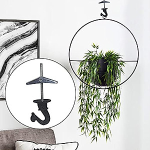 Swag Ceiling Hook 2 Sets Black Swag Ceiling Hooks Heavy Duty Swag Hooks with Hardware and Toggle Wings for Ceiling Installation Wall Fixing (2)