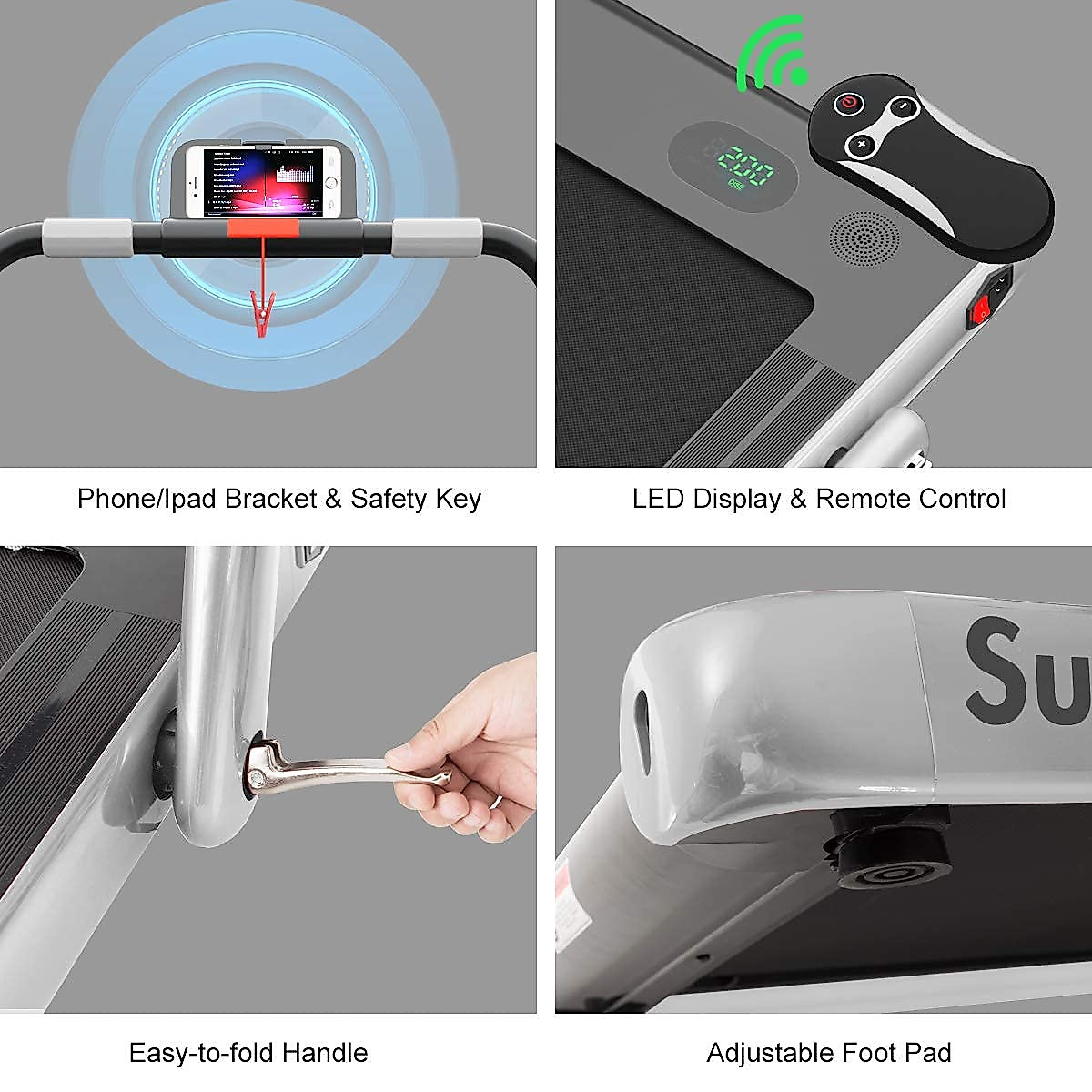 GYMAX Walking Pad, 2 in 1 Free Installation Under Desk Treadmill with Smart App, Remote Control & LED Display, 2.25HP Foldable Portable Compact Running Machine for Small Spaces Home Office (Silver)