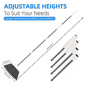 Upgraded Extra-Large Upright Broom 56.7" Length, White Broom Flowering Bristles for Enhanced Indoor and Outdoor Cleaning - Stainless Steel Handle - Cleaning Solution for Home, Kitchen, and Office