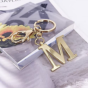 LAXPICOL Gold Letter M Keychain for Women Men Purse Handbags Metal Alphabet Initial Letter Key Ring Keychain