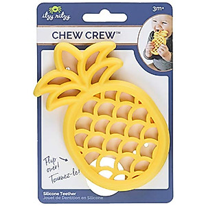 Itzy Ritzy Silicone Baby Teether – BPA-Free Infant Teether with Easy-to-Hold Design & Textured Back Side to Massage & Soothe Sore, Swollen Gums - Teething Toy for 3 Months & Up - Pineapple
