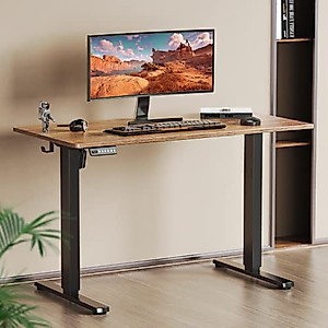 Sweetcrispy Electric Standing Desk, 40 x 24in Adjustable Height Electric Stand up Desk Standing Computer Desk Home Office Desk Ergonomic Workstation with 3 Memory Controller, Rustic Brown