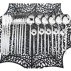 Uniturcky Mirror Silverware Set,24-Piece 304 Stainless Steel Shiny Flatware Set,Kitchen Utensil Set,Tableware Cutlery Set for Home and Restaurant, Dishwasher Safe Service For 6 (White Handle Silver)