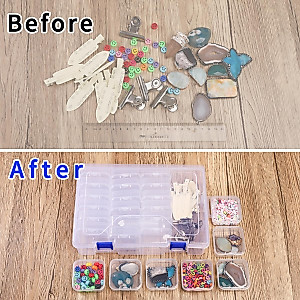 doovide Bead Organizer Box, 24 PCsPieces Small Storage Containers,Mini Clear Cute Bead Storage organizer with Lids and Rectangle Clear Craft Supply Case