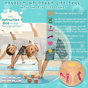 Garybank Kids Yoga Wooden Dice with Yoga Cards, Fun Exercise Dice for Kids Workout Equipment, Workout Dice Game for Kids Solo or Group, 12 Yoga Cards for Kids with Wooden Gift Boxes, Yoga for Kids