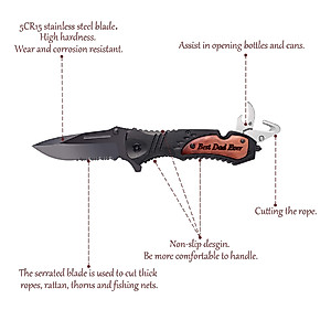 Fodiyaer Engraved Pocket Knife-Personalized Knife for Father-Best Dad Ever-Perfect for Christmas, Fathers Day, Birthday