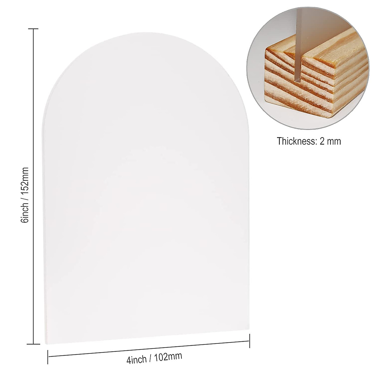 ORGANTEAM Acrylic Sign Blank Sheet with Wooden Stands Holders Wedding Table Numbers, 10 pack DIY 4x6 blank frosted Arch Signs for Wedding reception, Centerpiece, Decoration, Party,Anniversary, Event