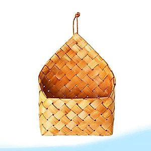 Alipis Wooden Organizer Bag Key Plants Woven Bathroom Clo Wall Basket Household Rope Flower Pocket Home Bin Clothing Mounted Sundries Office Mail Hanging Organiser for Decor Letter