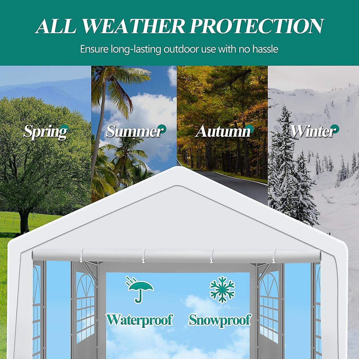 GARTOO 13' x 20' Canopy Party Tent & Carport - Heavy Duty Outdoor Wedding Gazebo with 4 Sand Bags, Event Shelter Canopy for Outdoor Event, Wedding, Birthday Party