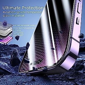 Ruwa Privacy Screen Protector for iPhone 14 Pro Max [3-Pack] [6.7 Inch] Display Tempered Glass Film with Easy Installation Alignment Frame, 9H Hardness, Scratch Resistant, Case Friendly, Full Coverage