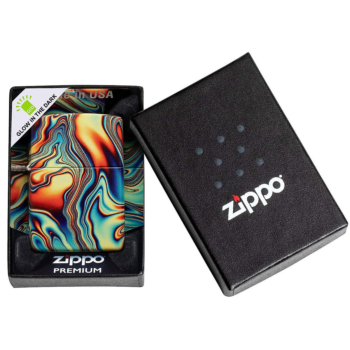 Zippo Colorful Swirl Design Glow in The Dark 540 Color Pocket Lighter