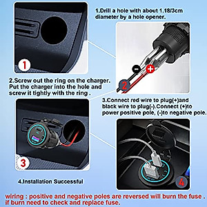 65W PD 12V USB Outlet for Laptop - Qidoe USB C Car Charger Socket Multi Port USB Outlet Quick Charge3.0 18W with Power Switch Long Body Waterproof Adapter for Car Boat Marine Truck Golf RV Motorcycle