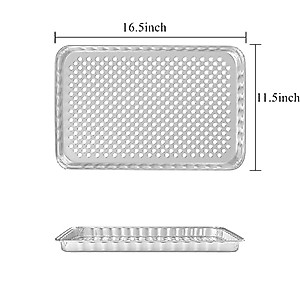 16.5 x 11.5 Inch Disposable Aluminum Foil Pans Use on BBQ or Indoor Hot Plate, Aluminum Sheet Pans for Cooking, Baking, Heating -Protect Cooking Grate Heavy Duty Grill Topper 10 Pack