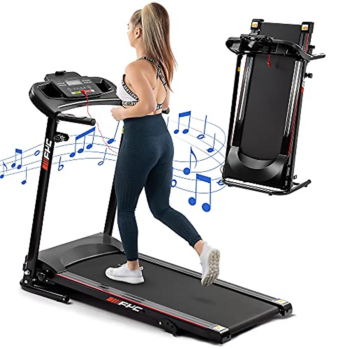 FYC Folding Treadmills for Home with Bluetooth and Incline, 2.5HP Portable Running Machine Electric Compact Treadmills Foldable for Exercise Home Gym Fitness Walking Jogging (JK1609)