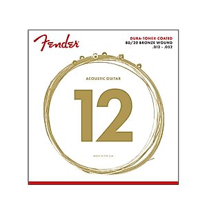 Fender Dura-Tone Coated 80/20 Bronze Acoustic Guitar Strings, 880L .012-.052