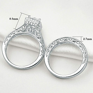 Newshe 1.5Ct Wedding Rings for Women Engagement Ring Set and 925 Sterling Silver Wedding Bands White Cz Size 9
