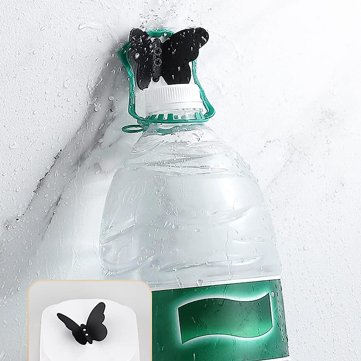 Ideal Swan 6 PCS Hooks for Shower - Stainless Steel Butterfly Shape Hooks, Essentials Elegant and Functional Home Storage Solution for Decor Bathroom Kitchen Home (Black)