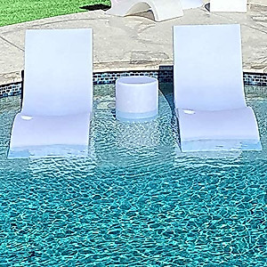 Luxury Lounger in Water Pool Chaise Lounge for Ledge 2 Chairs with Cylinder Table, White