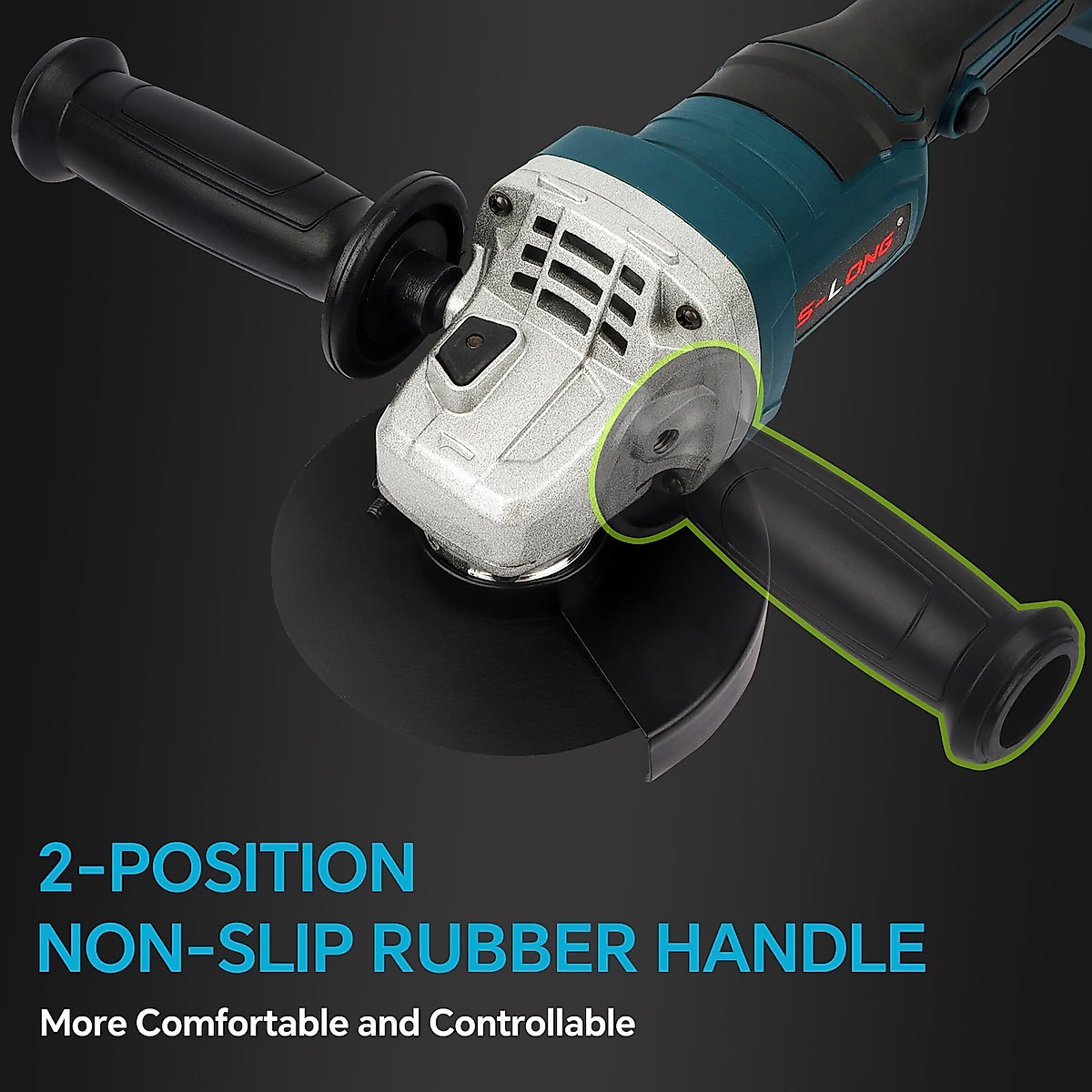 S-LONG Cordless Angle Grinder with 4.0AH Batterie, 20V Power Angle Grinder Tools with Fast Charger, 9000 RPM Brushless Motor Metal Grinder, 4-1/2'' Cutting Wheels, Flap Disc for Cutting