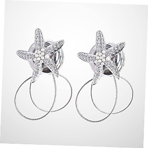 Alipis 2 Sea Fish Pattern Curtain Buckles Drapery Magnet Curtain Hooks for Drapes Back Tie Outdoor Shower Curtain Hook Curtains Nautical Home Decor Magnetic Magnet Hooks Adjustable Strap