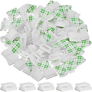 100 Pieces Adhesive Cable Clips Wire Clips Cable Management Wire Cord Holder (13 x 10 mm, White)