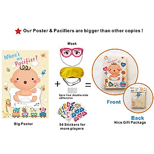 Pin the Pacifier on the Baby Game - Baby Shower Party Favors and Game - Pin the Dummy on the Baby Game