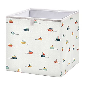 ALAZA Collapsible Storage Cubes Organizer,Colorful Sailboat Storage Containers Closet Shelf Organizer with Handles for Home Office