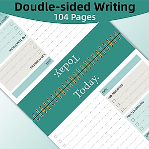 To Do List Notepad - Daily Planner Pad Undated 52 Sheets Tear Off , 6.5" x 9.8" Planning Pad Checklist Productivity Note Pad for Work and Personal Organized